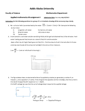 Applied III Course outline - ABABA UNIVERSITY DEPARTMENT OF MATHEMATICS ...