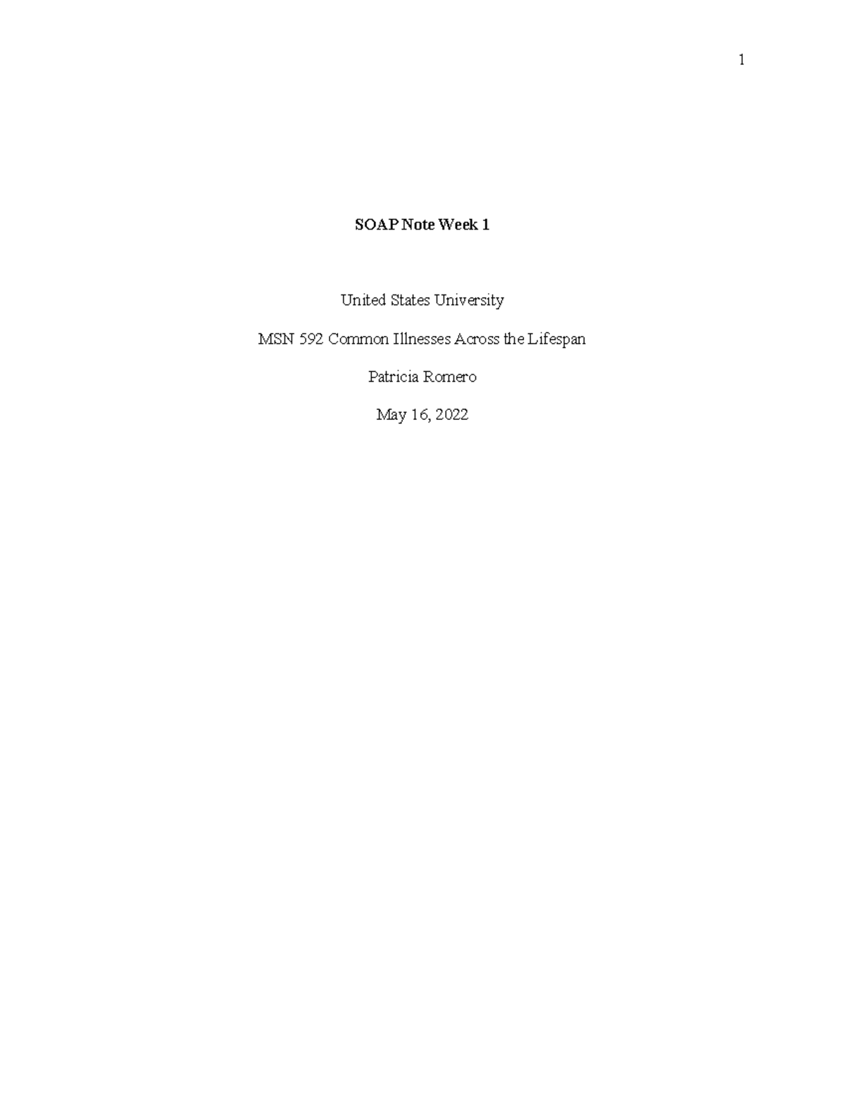 SOAP Note Week 2 Pharyngitis - SOAP Note Week 1 United States ...