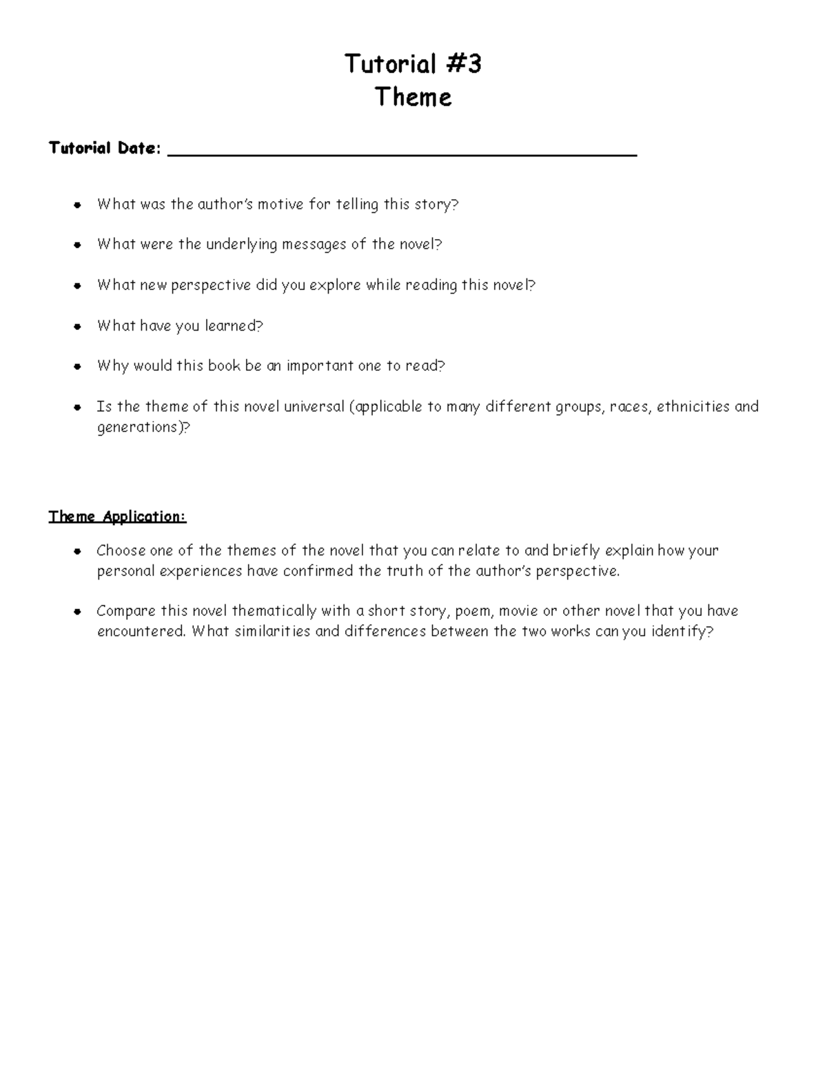 Tutorial 32 Worksheet - Themes and Such - Tutorial Theme Tutorial Date ...