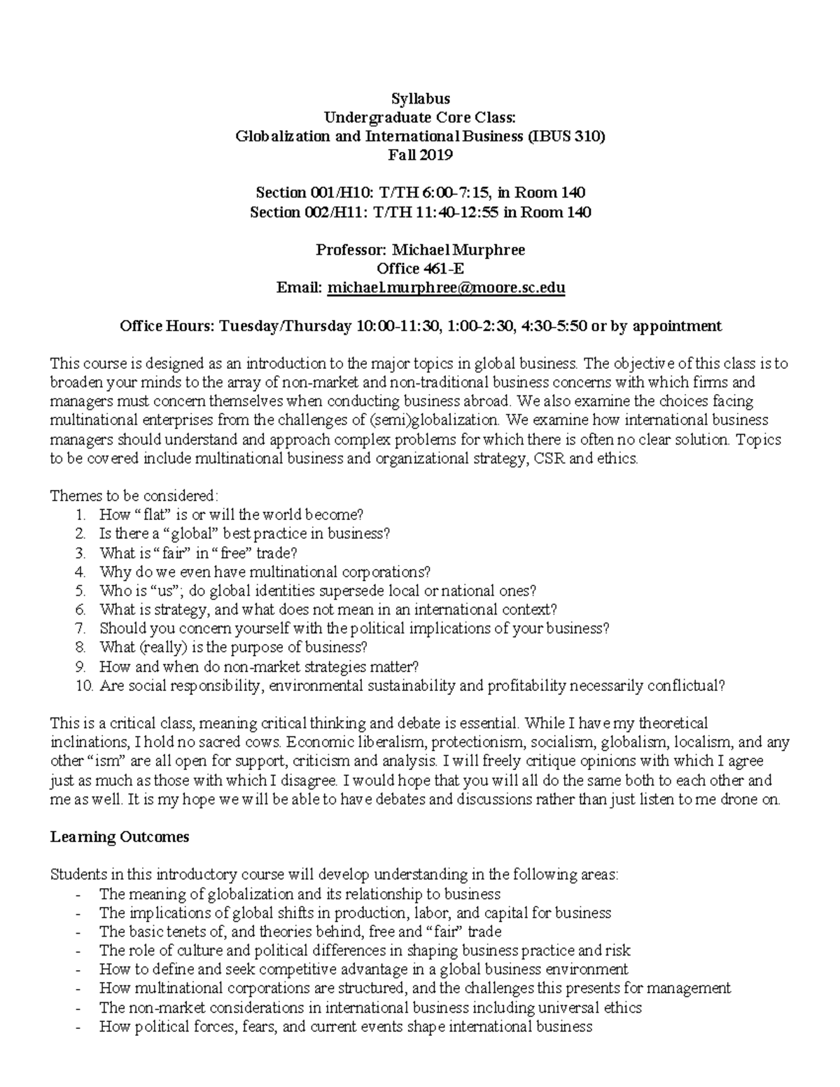 Ibus310 syllabus - Warning: TT: undefined function: 32 Syllabus Undergraduate Core Class: - Studocu
