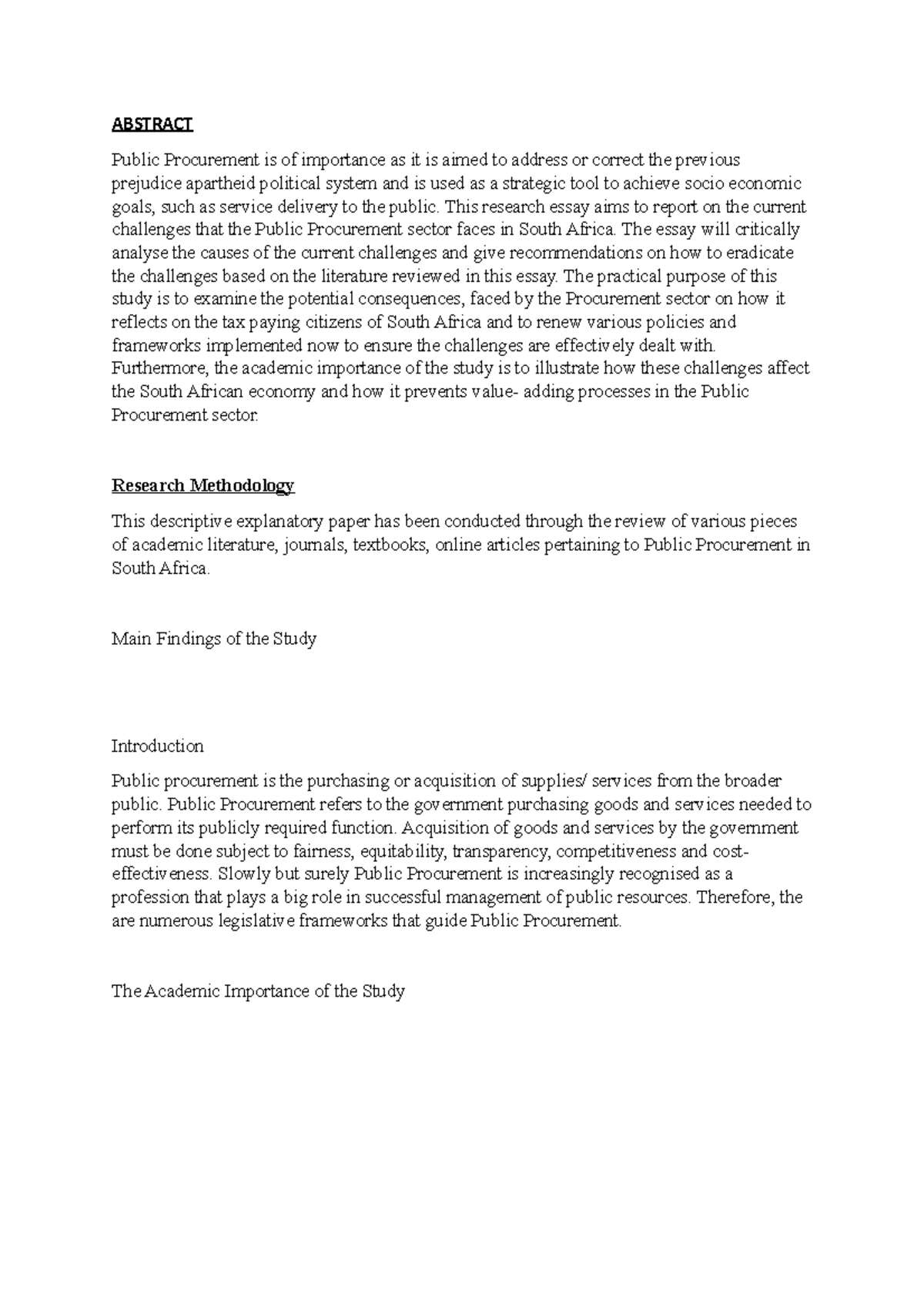 Abstract guideline - ABSTRACT Public Procurement is of importance as it ...