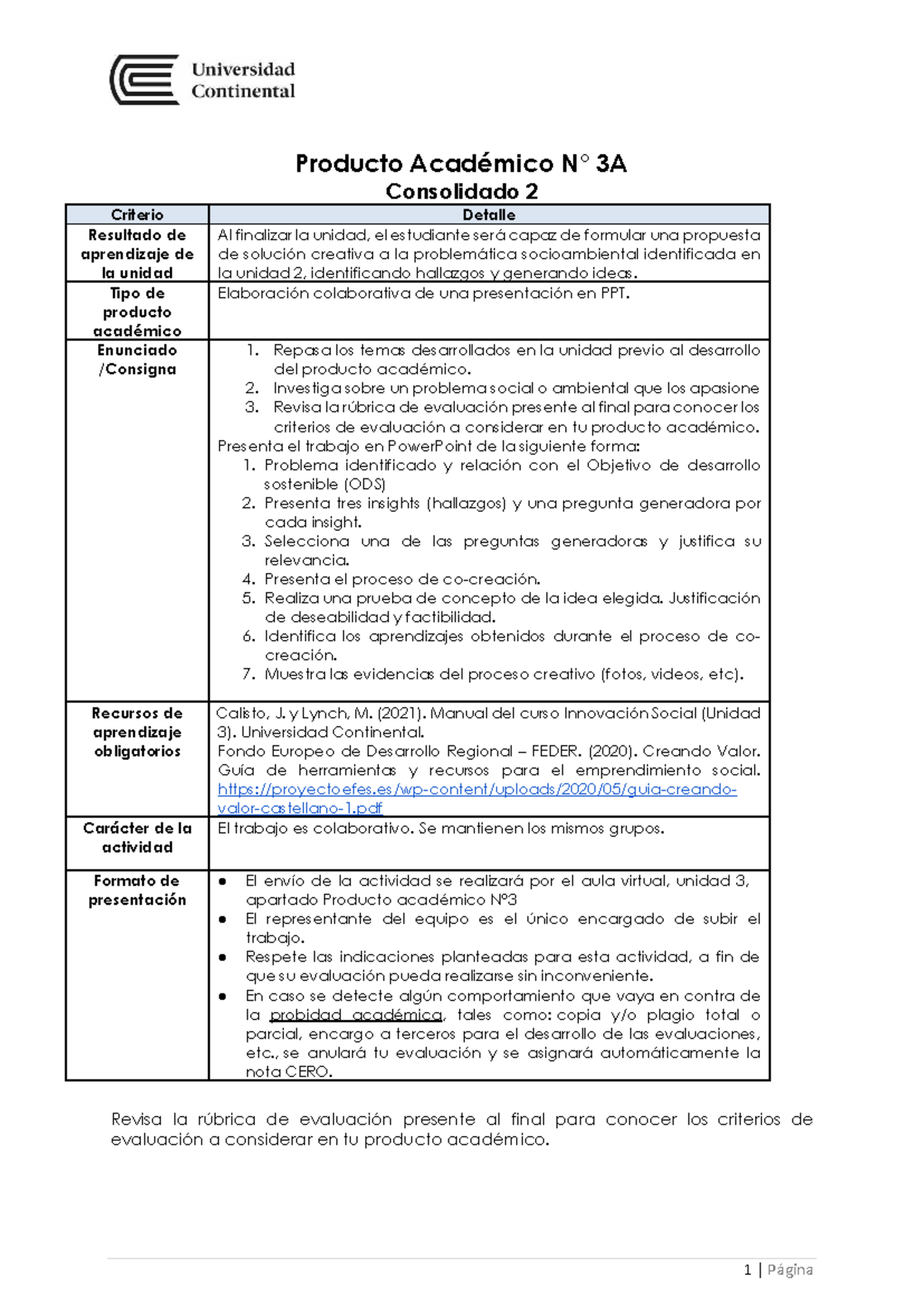 PA03 Innovación Social - 2024 -10 - 1 | Página Producto Académico N° 3A ...
