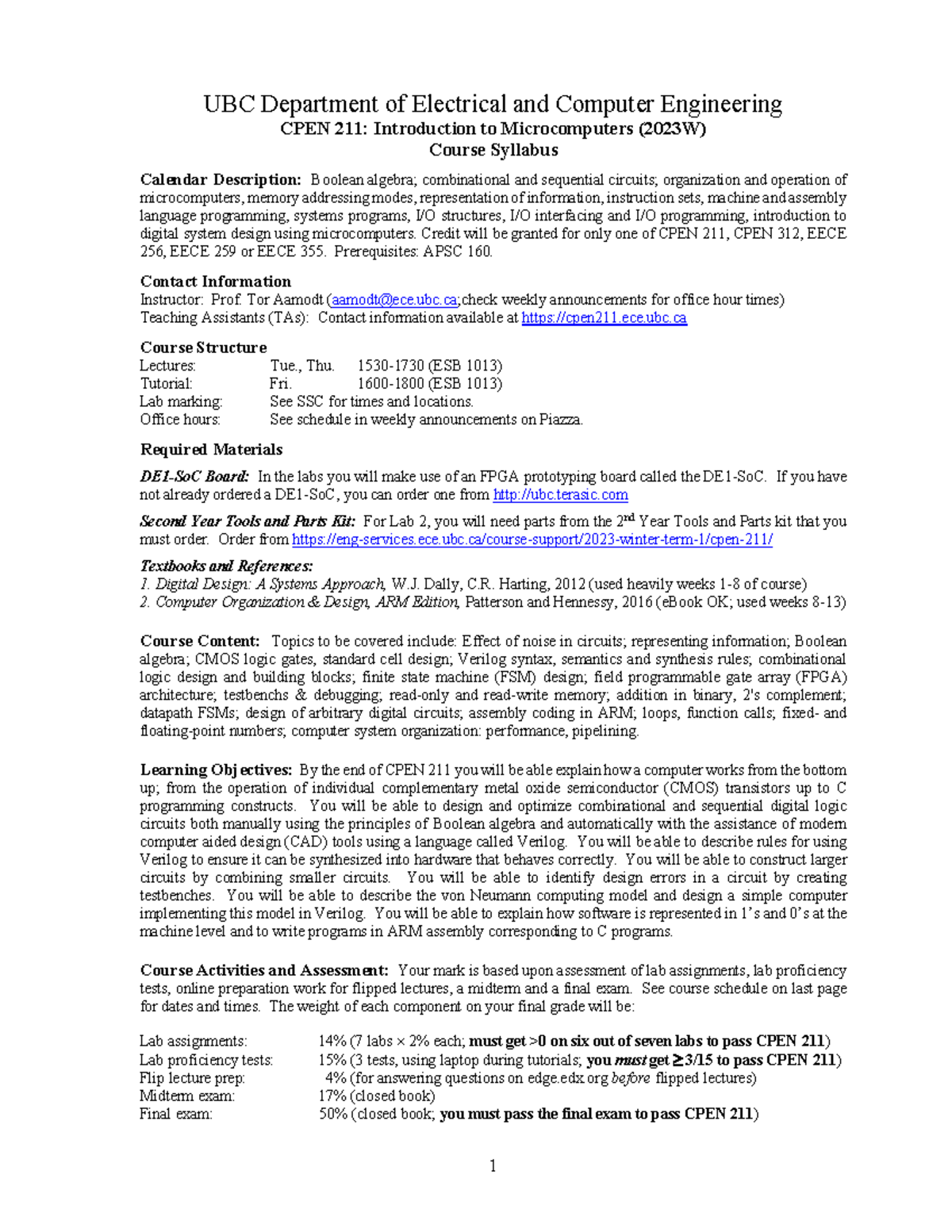 CPEN211 syllabus 2023 - 1 UBC Department of Electrical and Computer ...