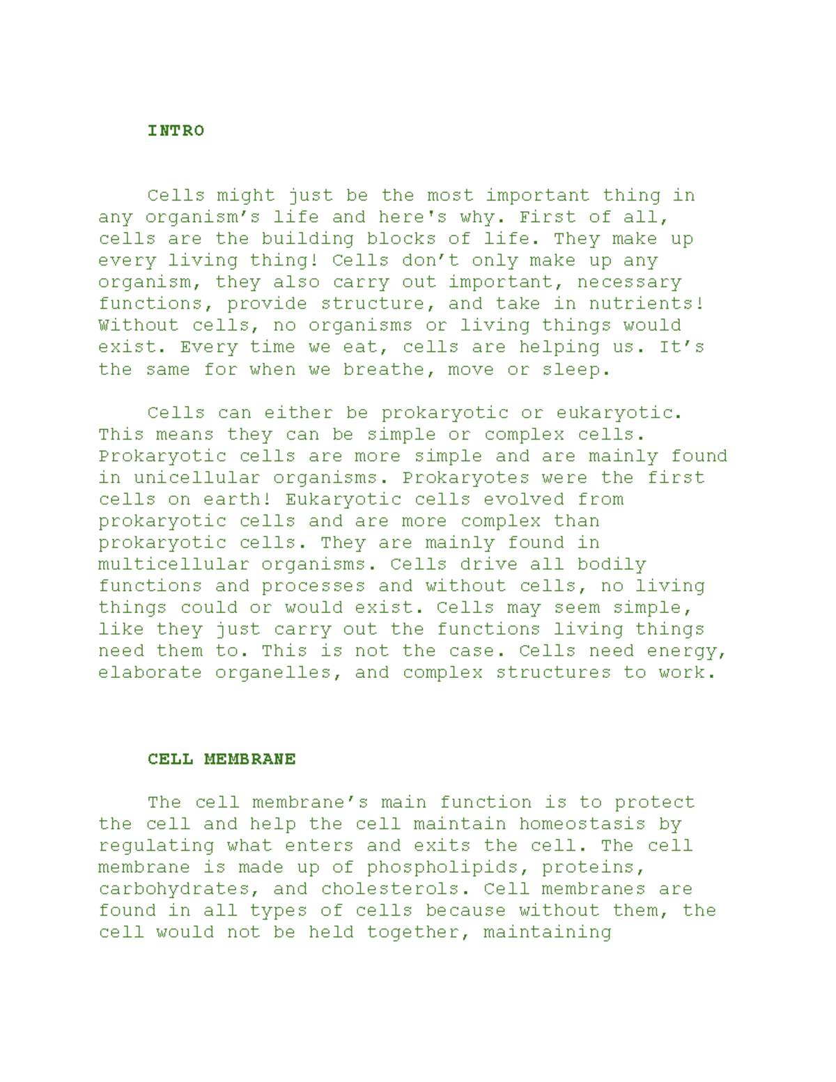 Cell overview - INTRO Cells might just be the most important thing in ...