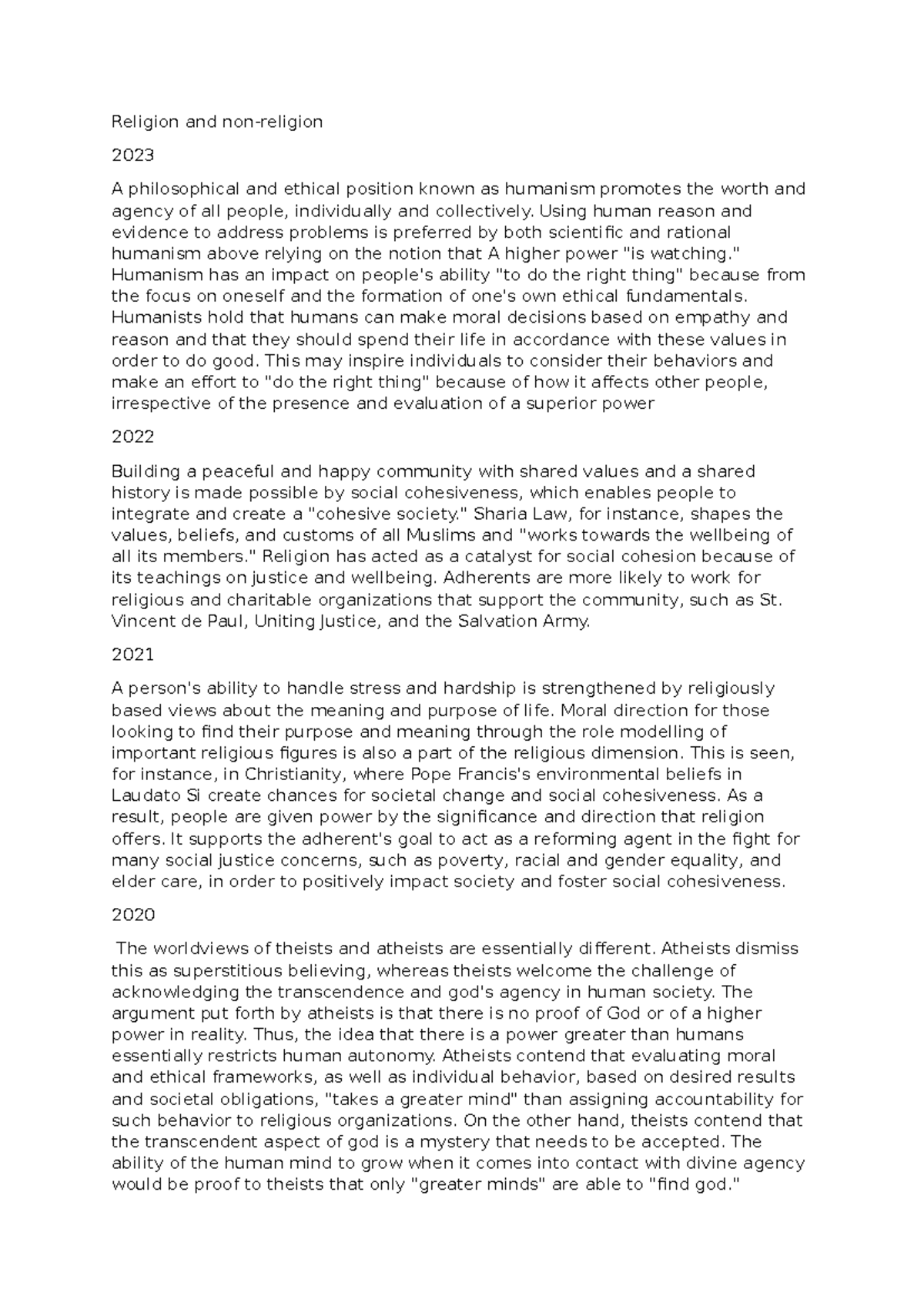 Religion and non - Religion and non-religion 2023 A philosophical and ...