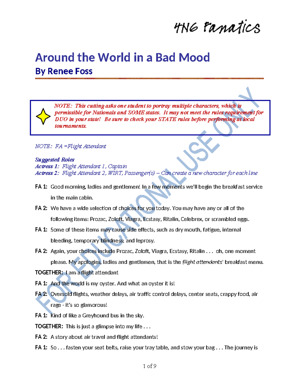 Around the World in a Bad Mood - It may not meet the rules requirement ...