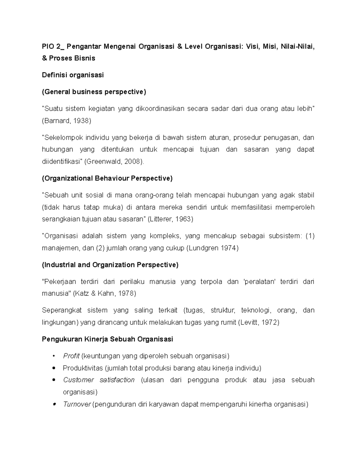 Rangkuman PIO P2 - .......... - PIO 2_ Pengantar Mengenai Organisasi ...
