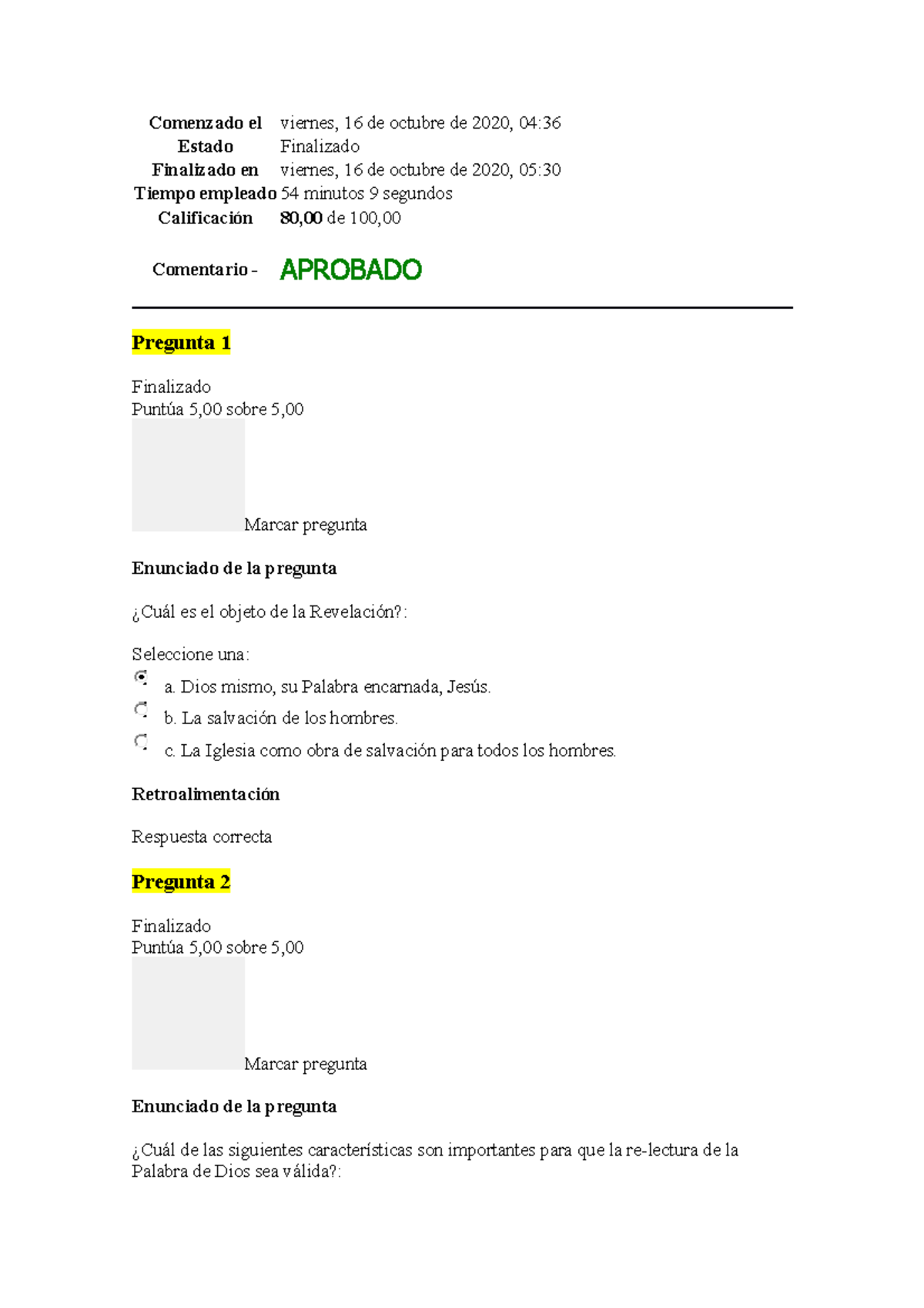 2teo - preguntas y respuestas del parcial de teologia universidad catolica de salta - Comenzado ...