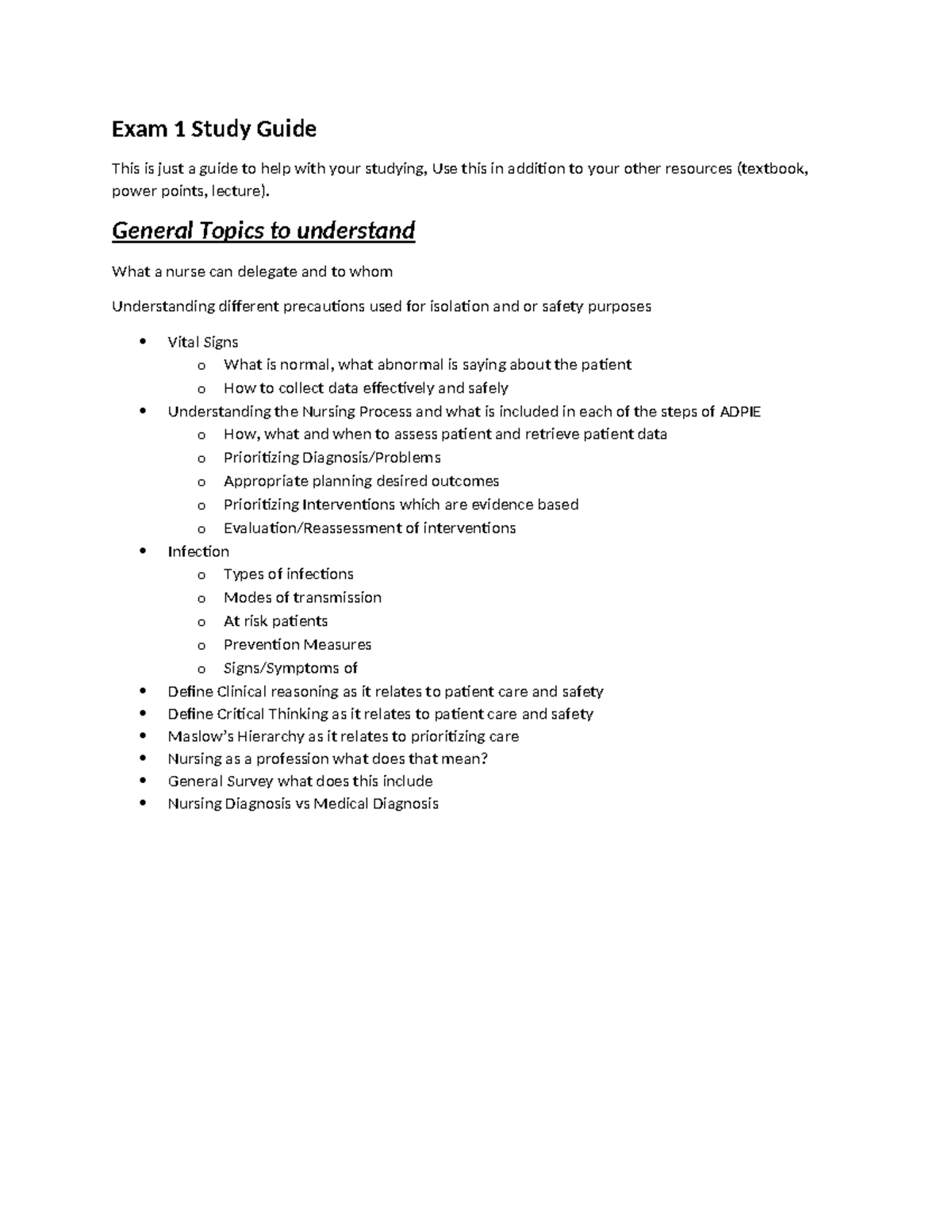 Exam 1 Study Guide - Tagged - Exam 1 Study Guide This is just a guide ...