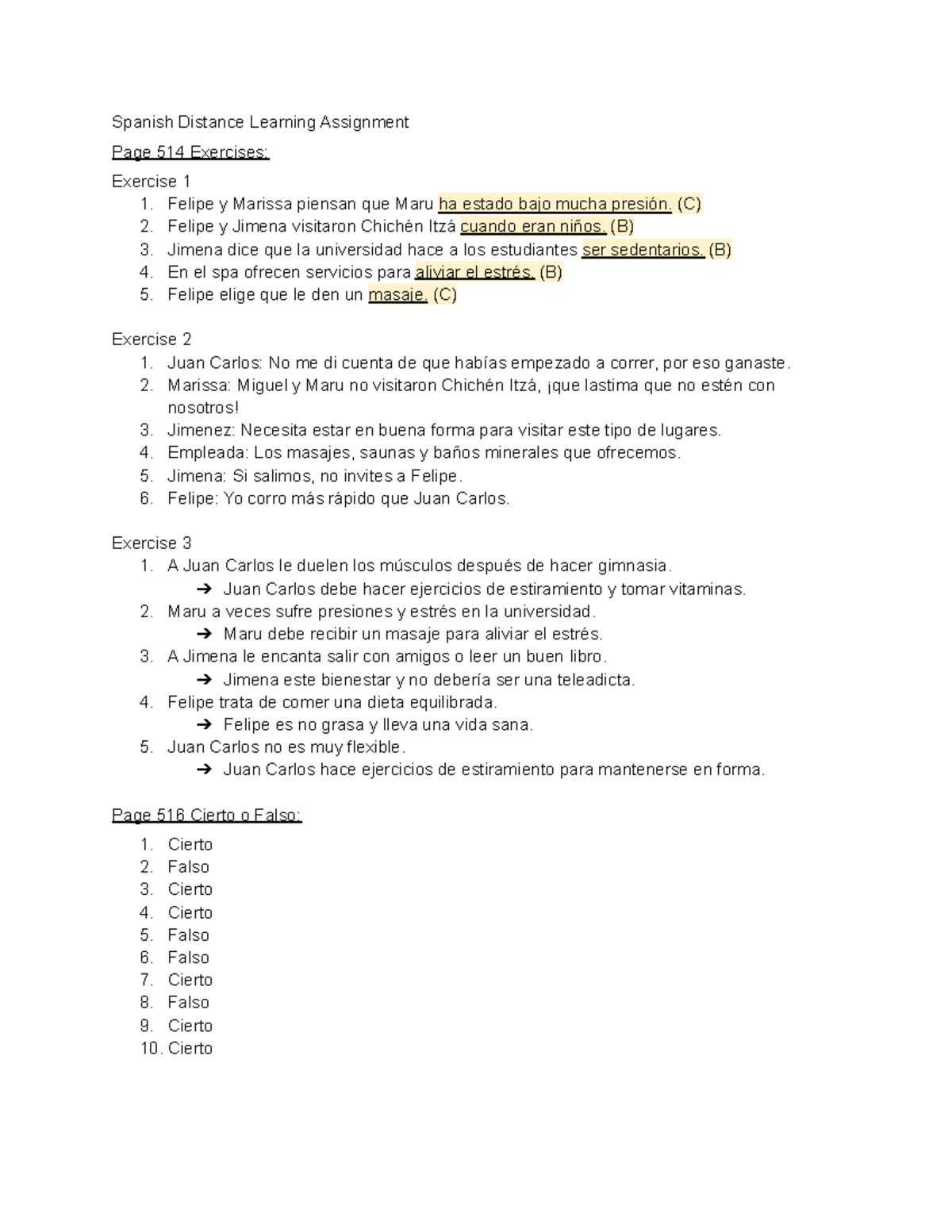 Spanish Assignments 02 24 - SPAN3020 - Clemson - Studocu