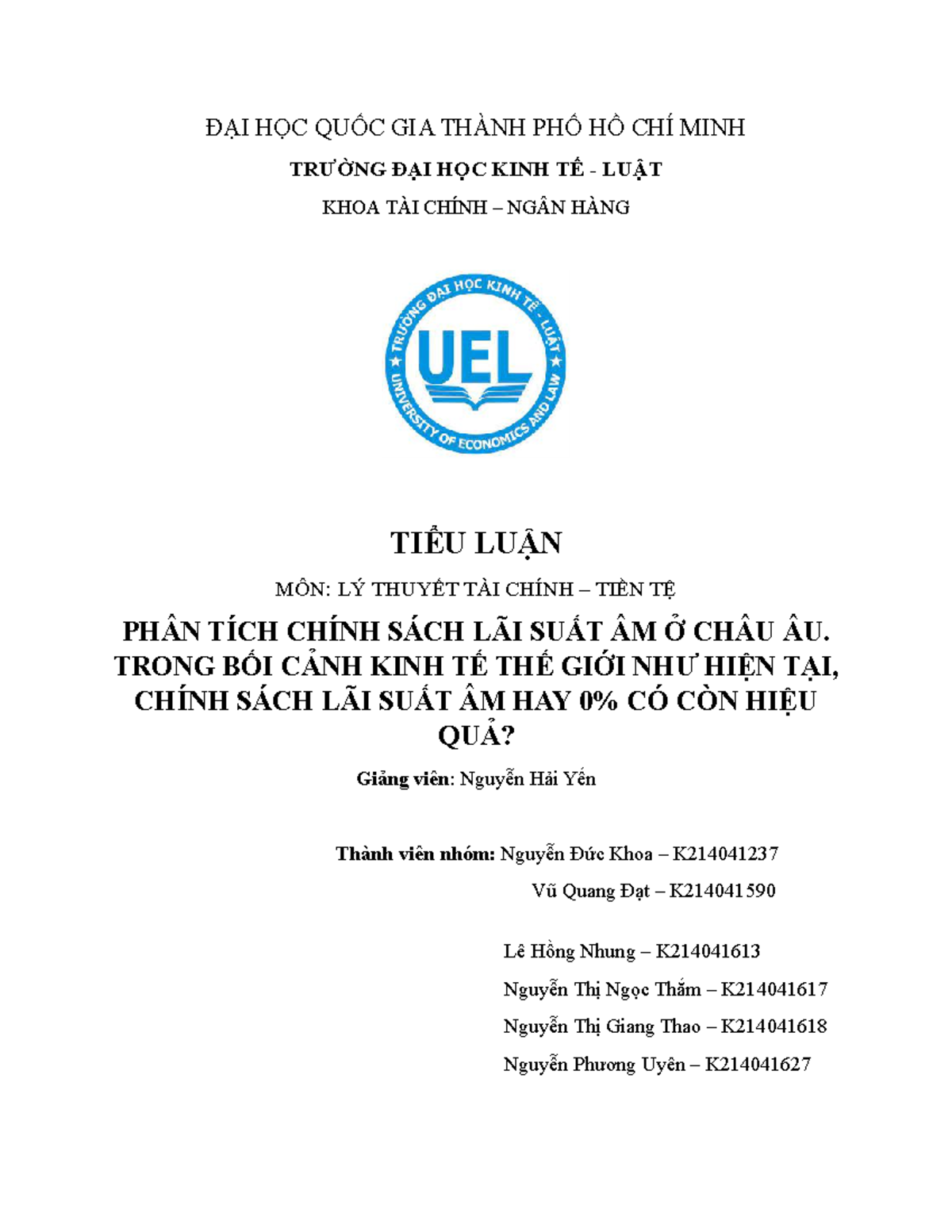 TIỂU-LUẬN-NHÓM - hello - ĐẠI HỌC QUỐC GIA THÀNH PHỐ HỒ CHÍ MINH TRƯỜNG ...