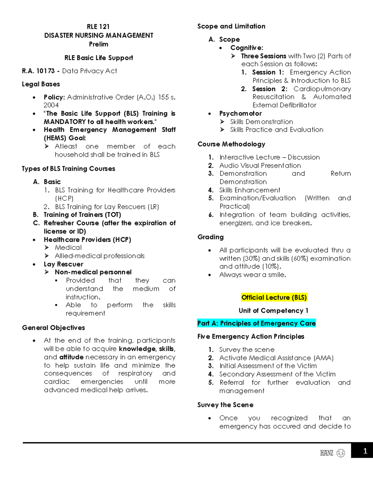 DISASTER NURSING - RLE 121 DISASTER NURSING MANAGEMENT Prelim RLE Basic ...