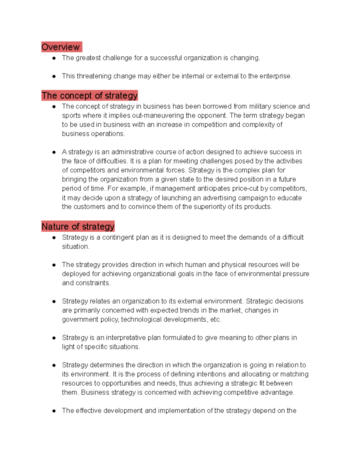 Strategic Management Notes - Part 1 - Overview The greatest challenge ...