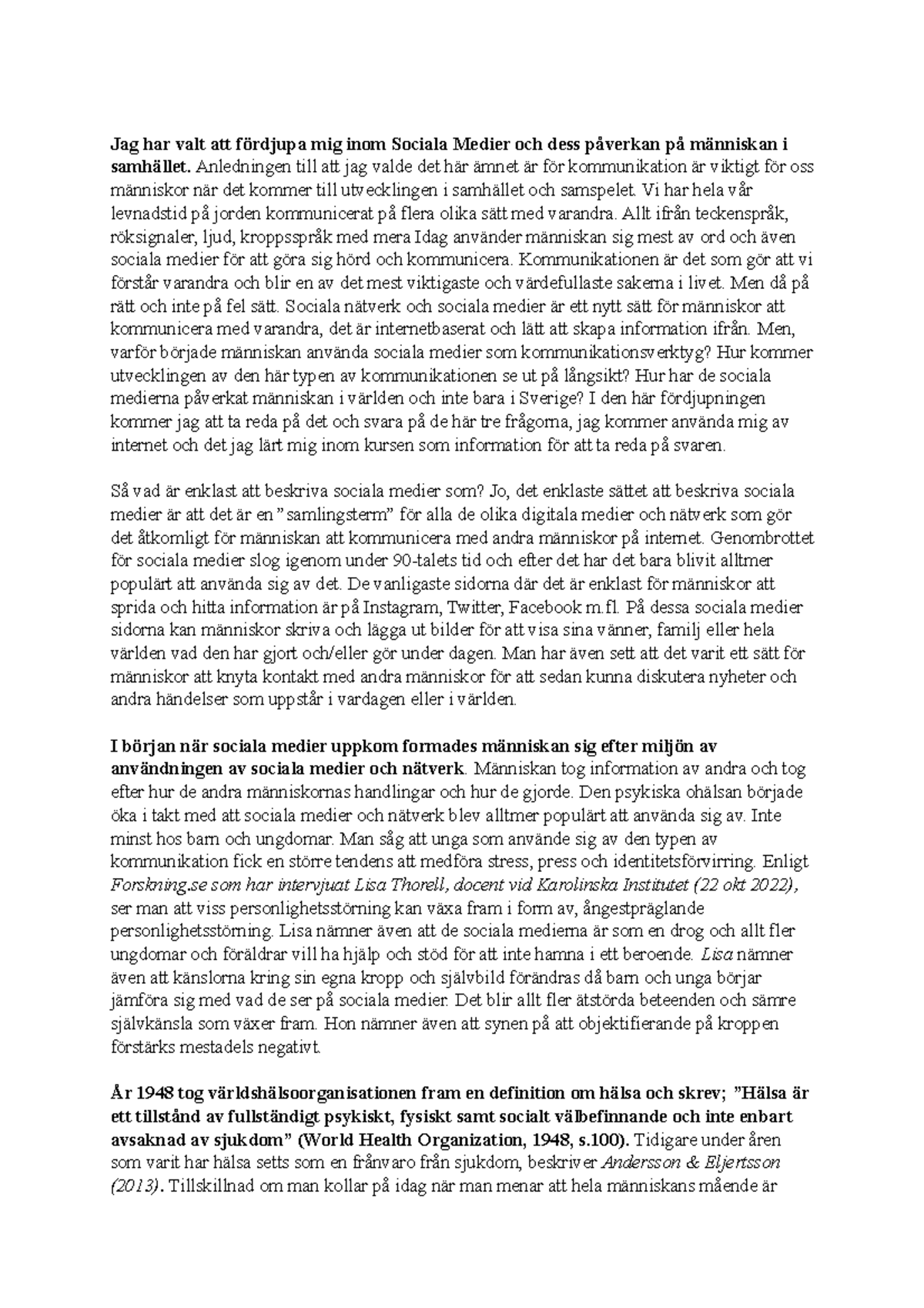 Sociala medier och dess p verkan uppsats - Jag har valt att fördjupa ...