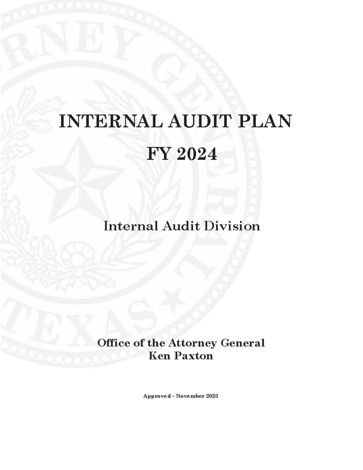 2024 Internal Audit Plan - INTERNAL AUDIT PLAN FY 2024 Internal Audit ...