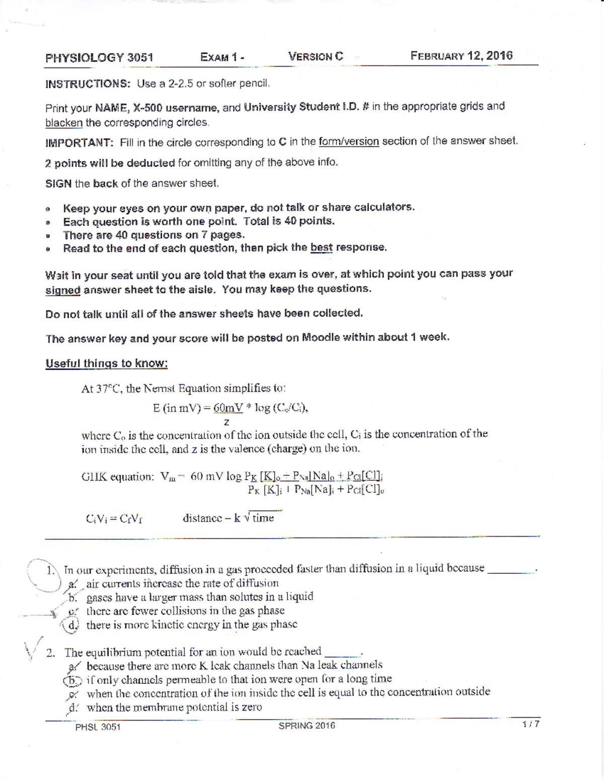 Ex1,Form C - PHVSIOLOGY 3051 Exnna 1 Vrnsrott G FeeRuenv 12 ...