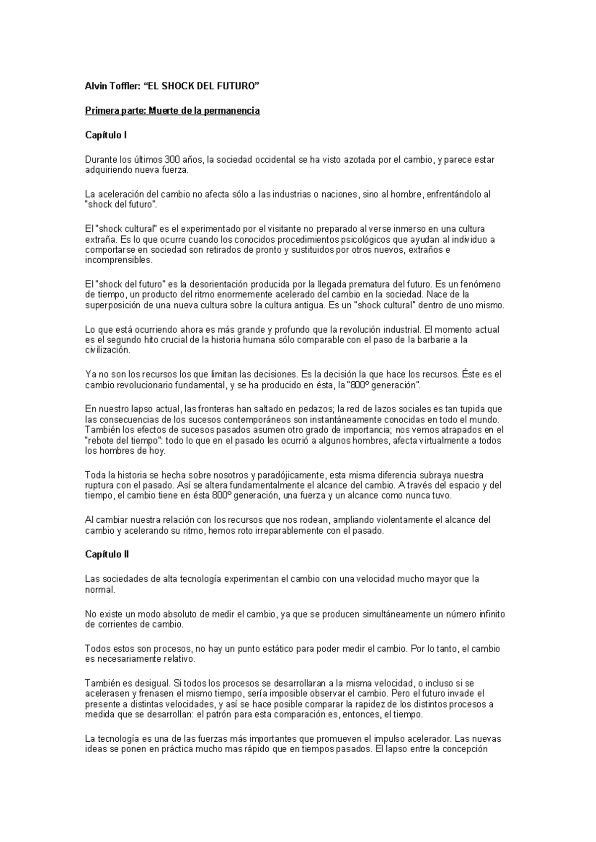 Alvin Toffler doc shock del futuro resum - Alvin Toffler: “EL SHOCK DEL FUTURO” Primera parte ...