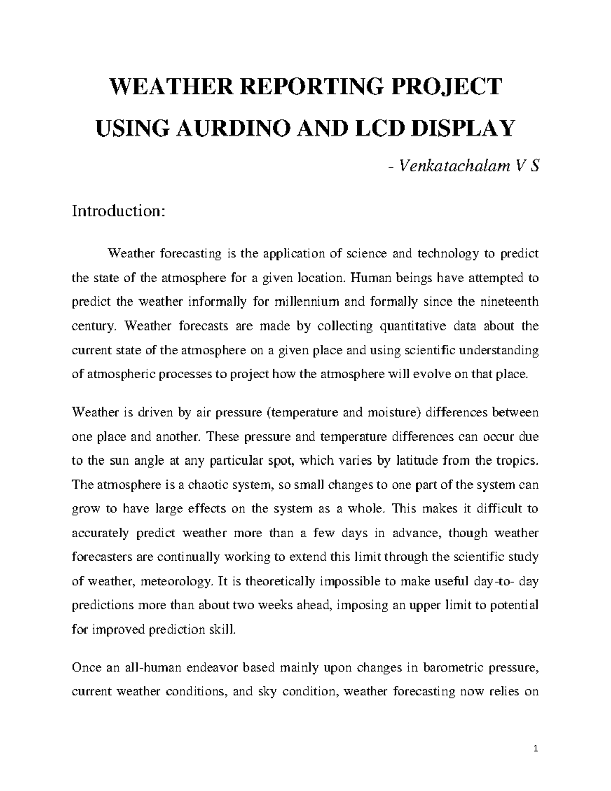 Main - this is a tutorial work for basic electronics - WEATHER ...