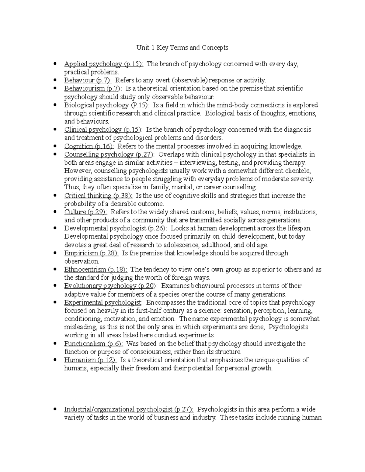 Unit 1 Key Terms and Concepts - Unit 1 Key Terms and Concepts - Studocu