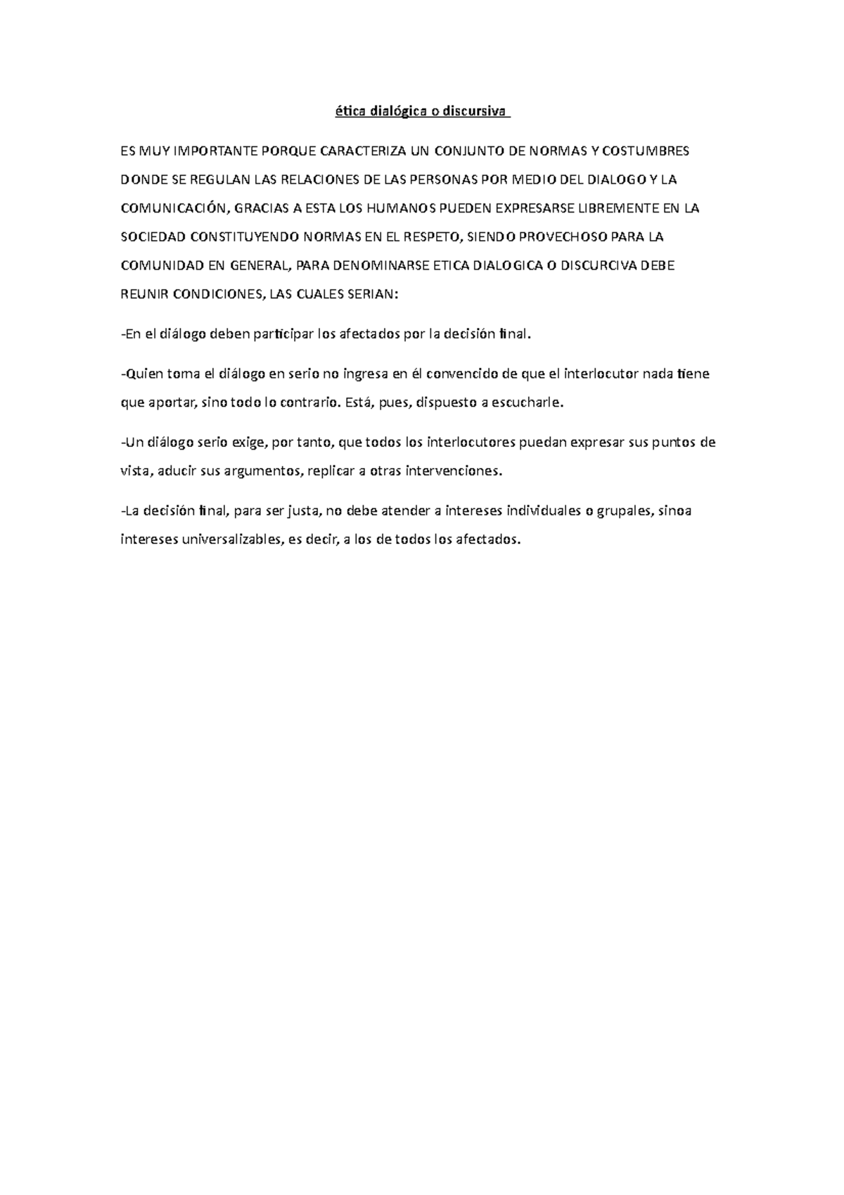 ética dialógica o discursiva - ética dialógica o discursiva ES MUY ...