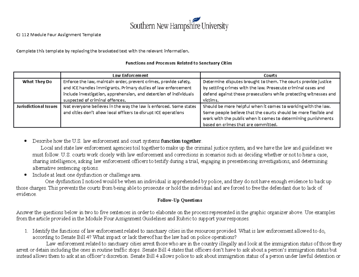 CJ 112 Module Four Assignment Template - CJ 112 Module Four Assignment ...