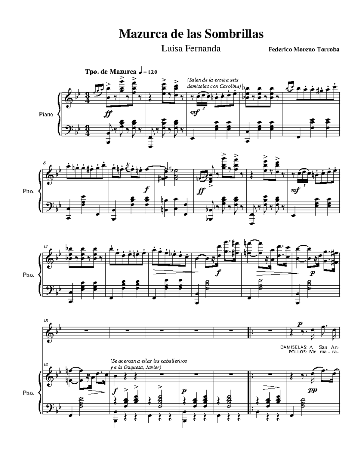 Las Mazurcas de las Sombrillas - & ? bb bb 4 3 4 3 Piano Tpo. de ...