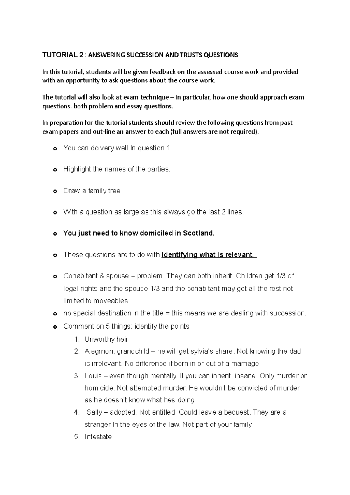 Tutorial 2 - TUTORIAL 2: ANSWERING SUCCESSION AND TRUSTS QUESTIONS In ...