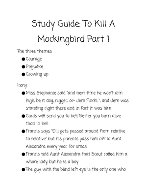 TKAM part 2 chpt break down - Chapter Break Down: To Kill a Mockingbird ...