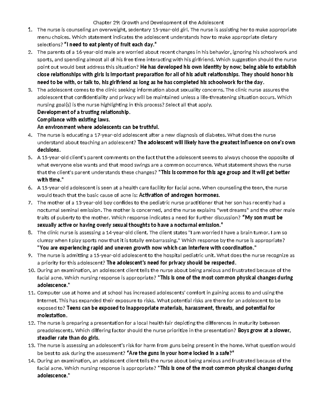 Chapter 29 Growth and Development of the Adolescent - Chapter 29 ...