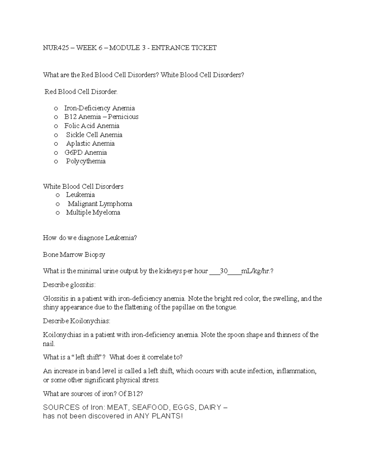 NUR425 MOD3 Week6 Admit - NUR425 – WEEK 6 – MODULE 3 - ENTRANCE TICKET ...
