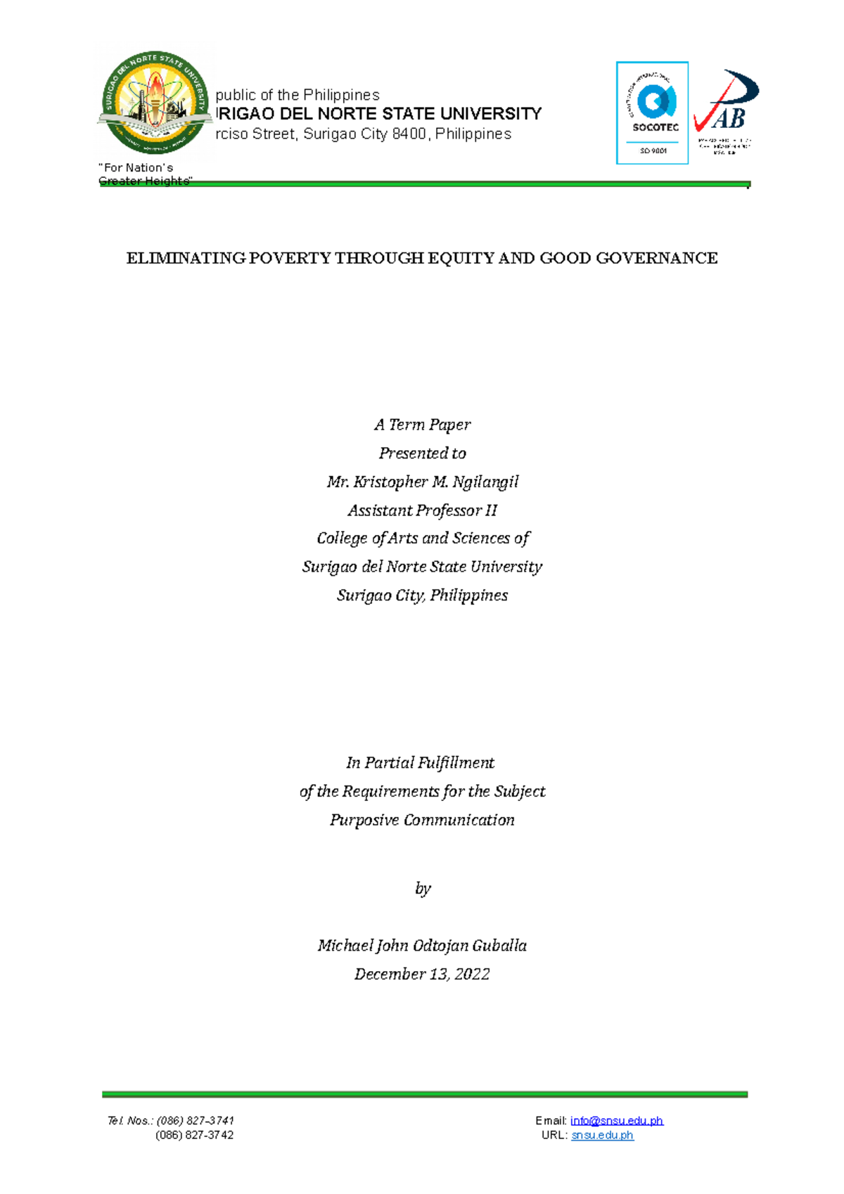 Term-Paper hard copy - practice term paper - SURIGAO DEL NORTE STATE ...