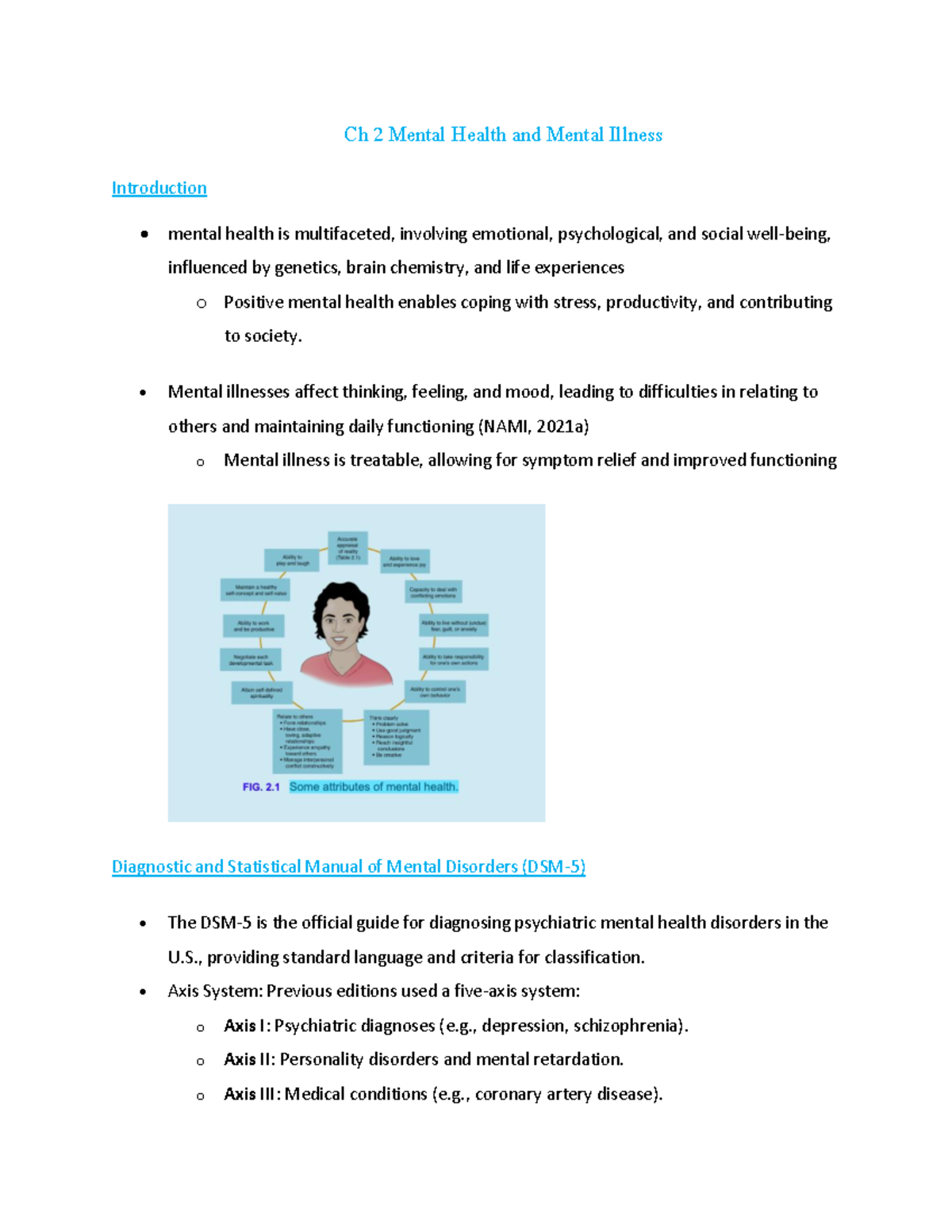 Ch 2 Mental Health and Mental Illness - Ch 2 Mental Health and Mental ...