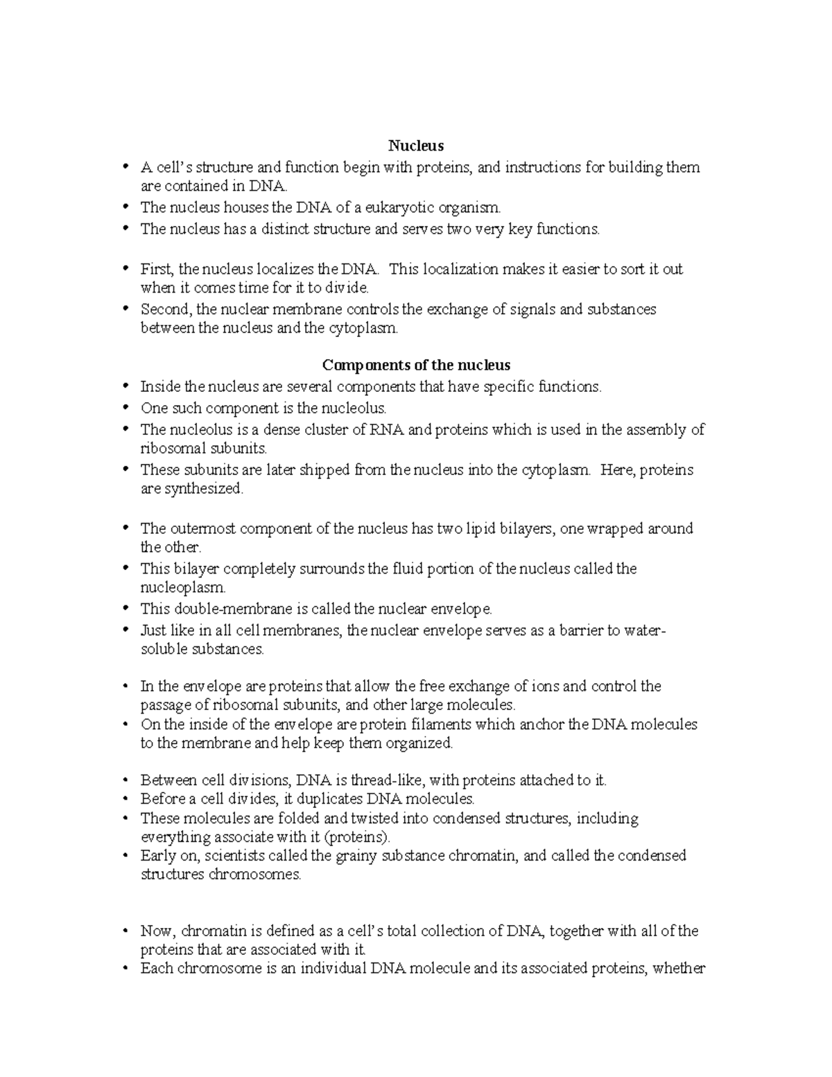 Bio 110 Lecture 4 Biology Nucleus • A Cells Structure And Function Begin With Proteins And