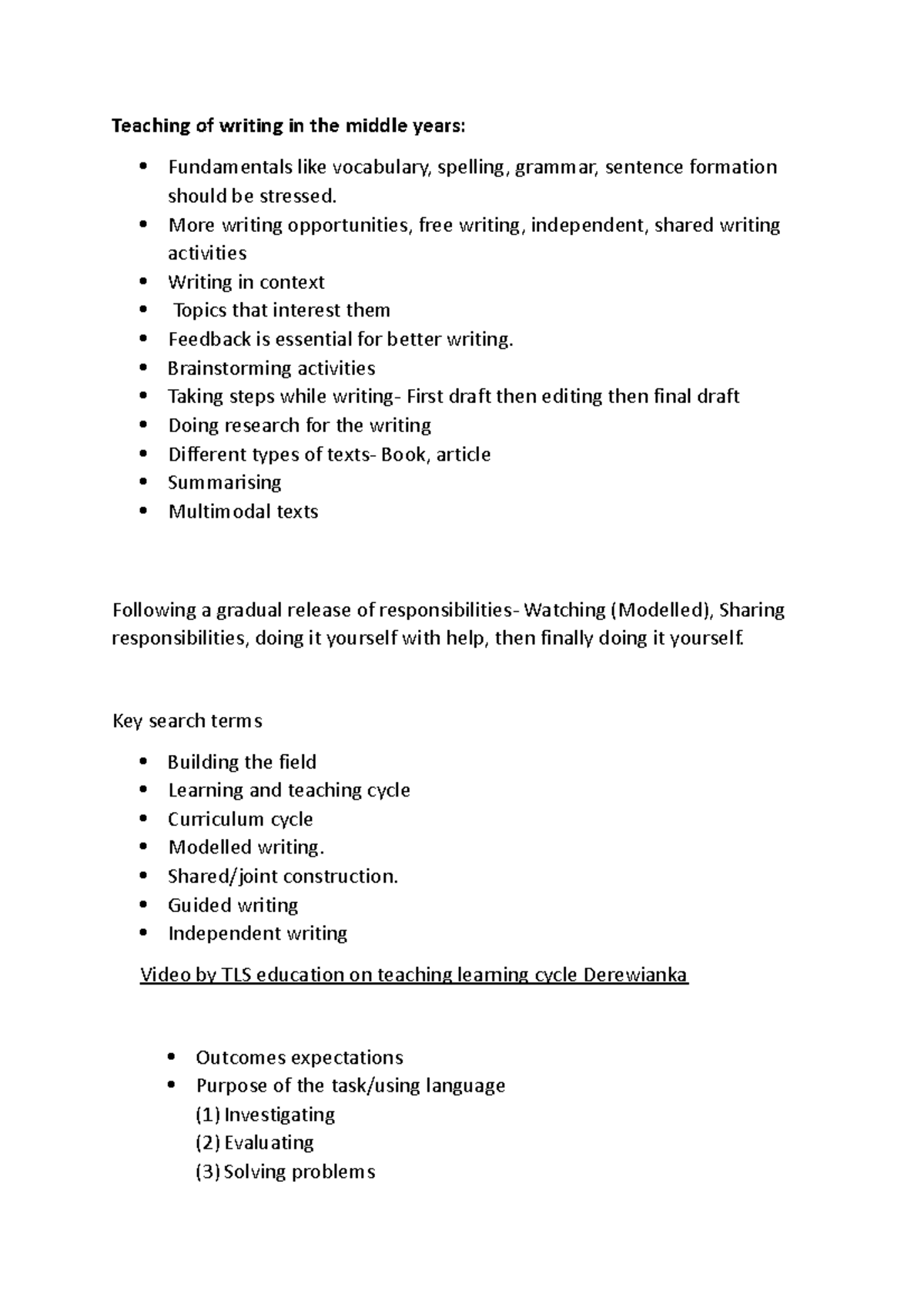 Teaching of writing in the middle years - More writing opportunities ...