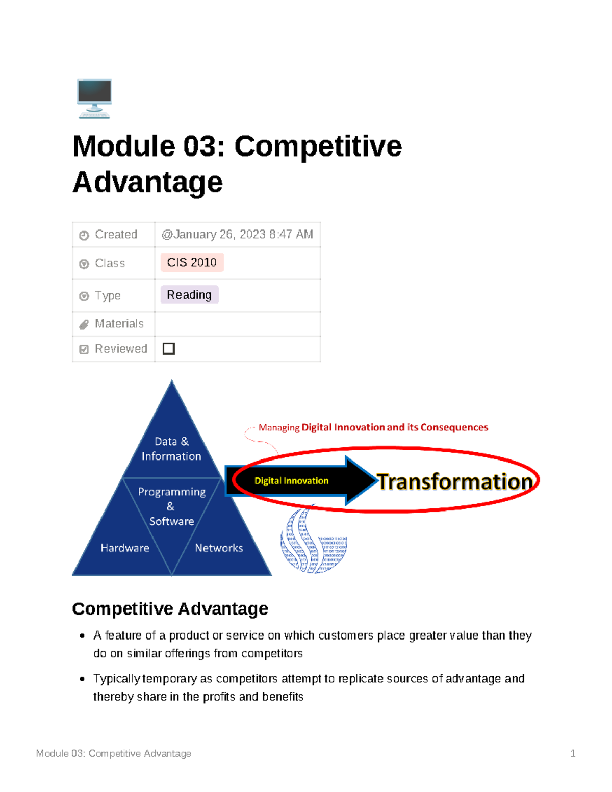 Unit 1 Textbook summaries- Module 3 - ] Module 03: Competitive ...