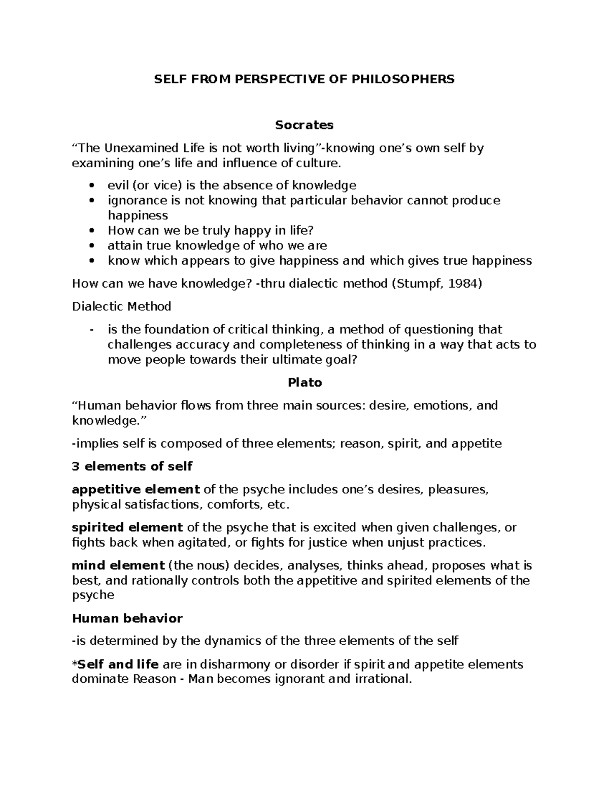 Self from perspective of philosophers - SELF FROM PERSPECTIVE OF ...