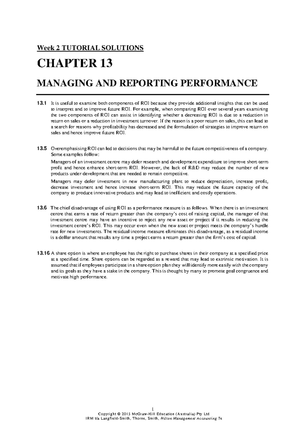Week 2 Tutorial Solutions - 1 Copyright © 2015 McGraw-Hill Education (Australia) Pty Ltd Week 2 ...