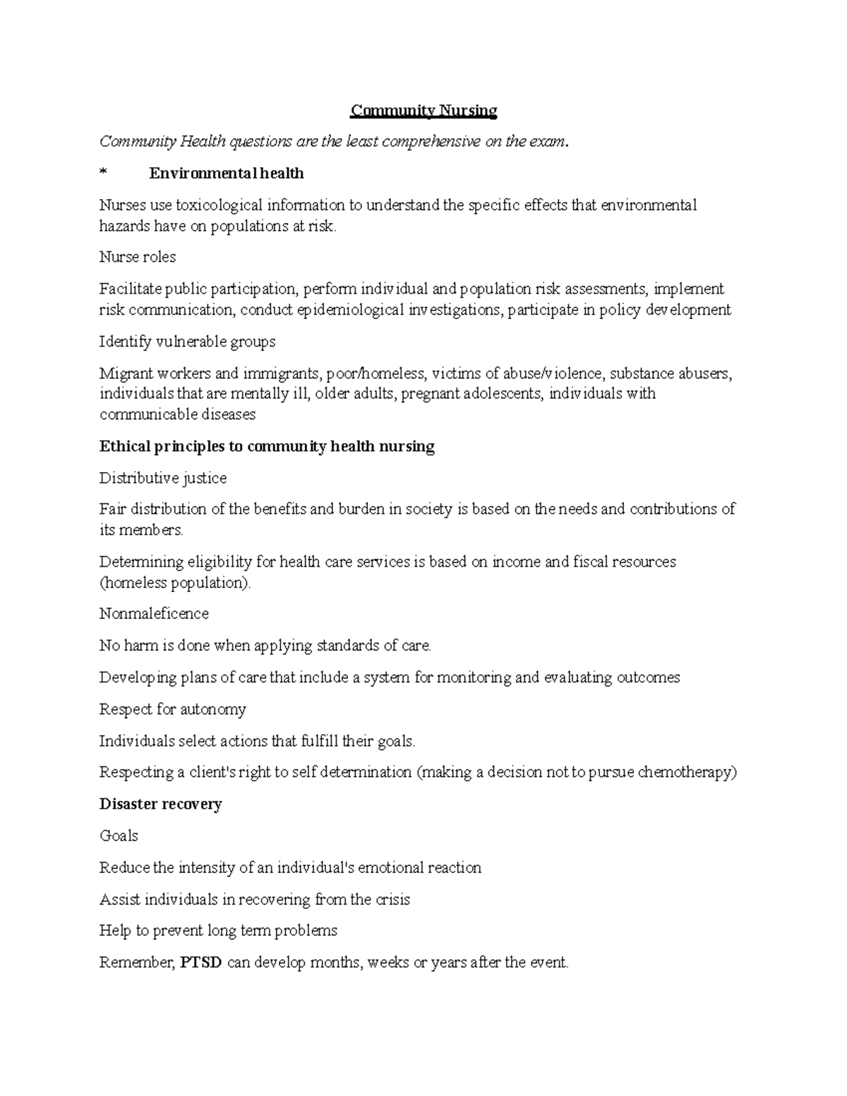 Community Health Study Guide - Community Nursing Community Health ...