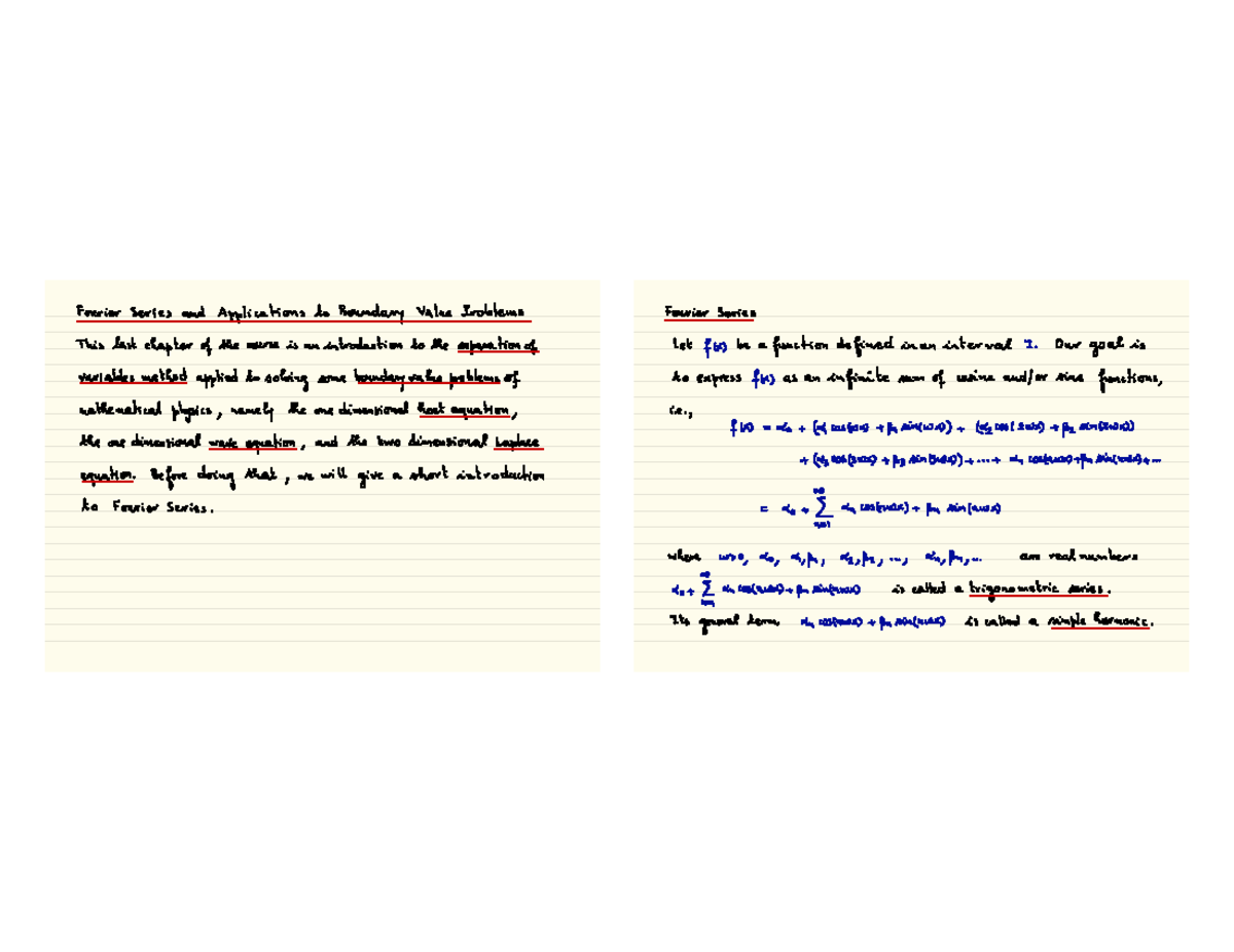Math375 Nov21&23 - detailed notes of math 375 - Fourier Series and ...