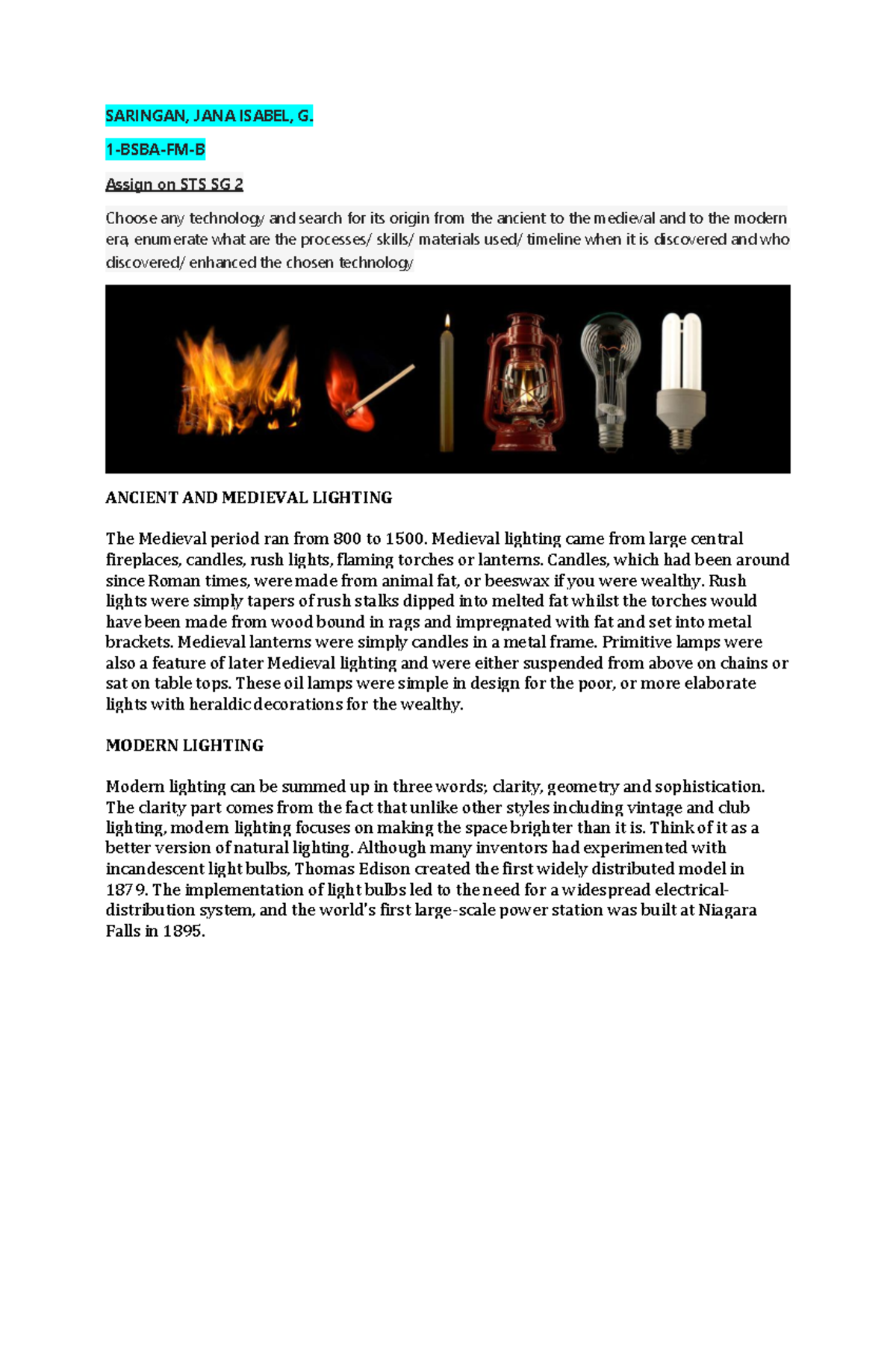 Assign on STS SG 2 - SARINGAN, JANA ISABEL, G. 1-BSBA-FM-B Assign on STS SG 2 Choose any ...