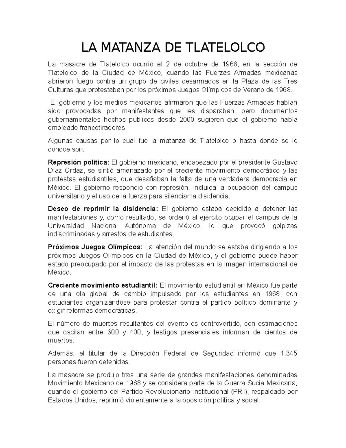 LA Matanza DE Tlatelolco - LA MATANZA DE TLATELOLCO La masacre de ...