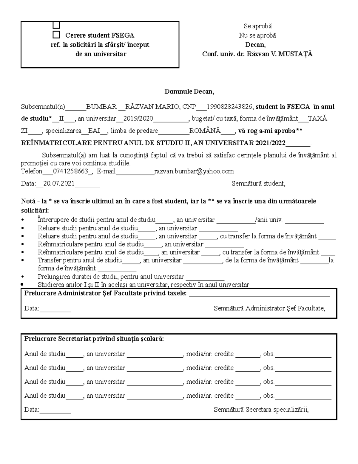 Student cu solicitari in septembrie Formular cerere - Cerere student ...