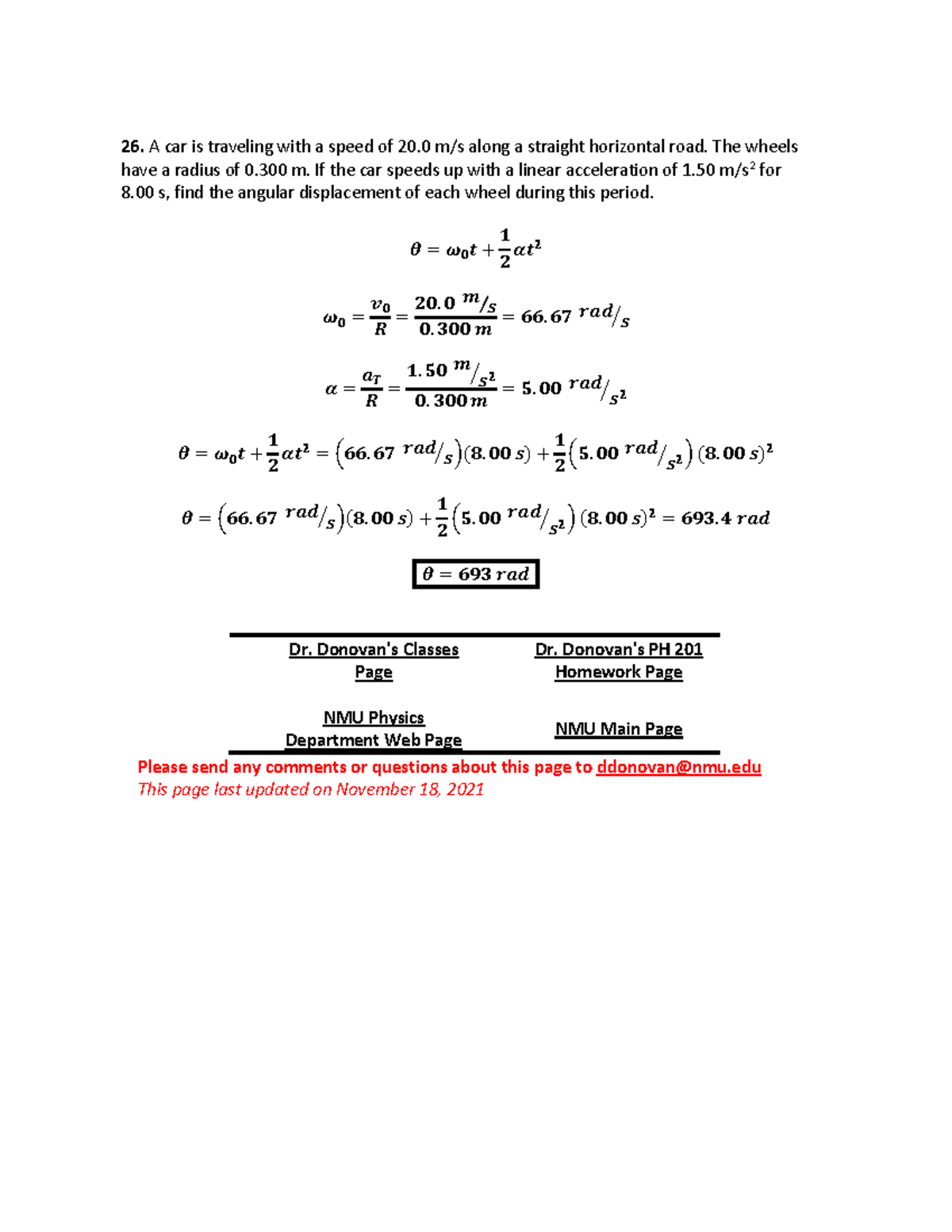 Math Problem 26 - N/A - 26. A car is traveling with a speed of 20 m/s ...