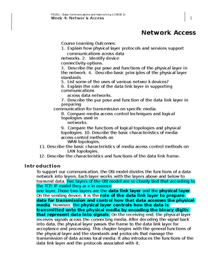 W6 Ethernet - IT6201 – Data Communications and Networking 1 (CISCO 1) Week 5: Ether net 1 Data ...