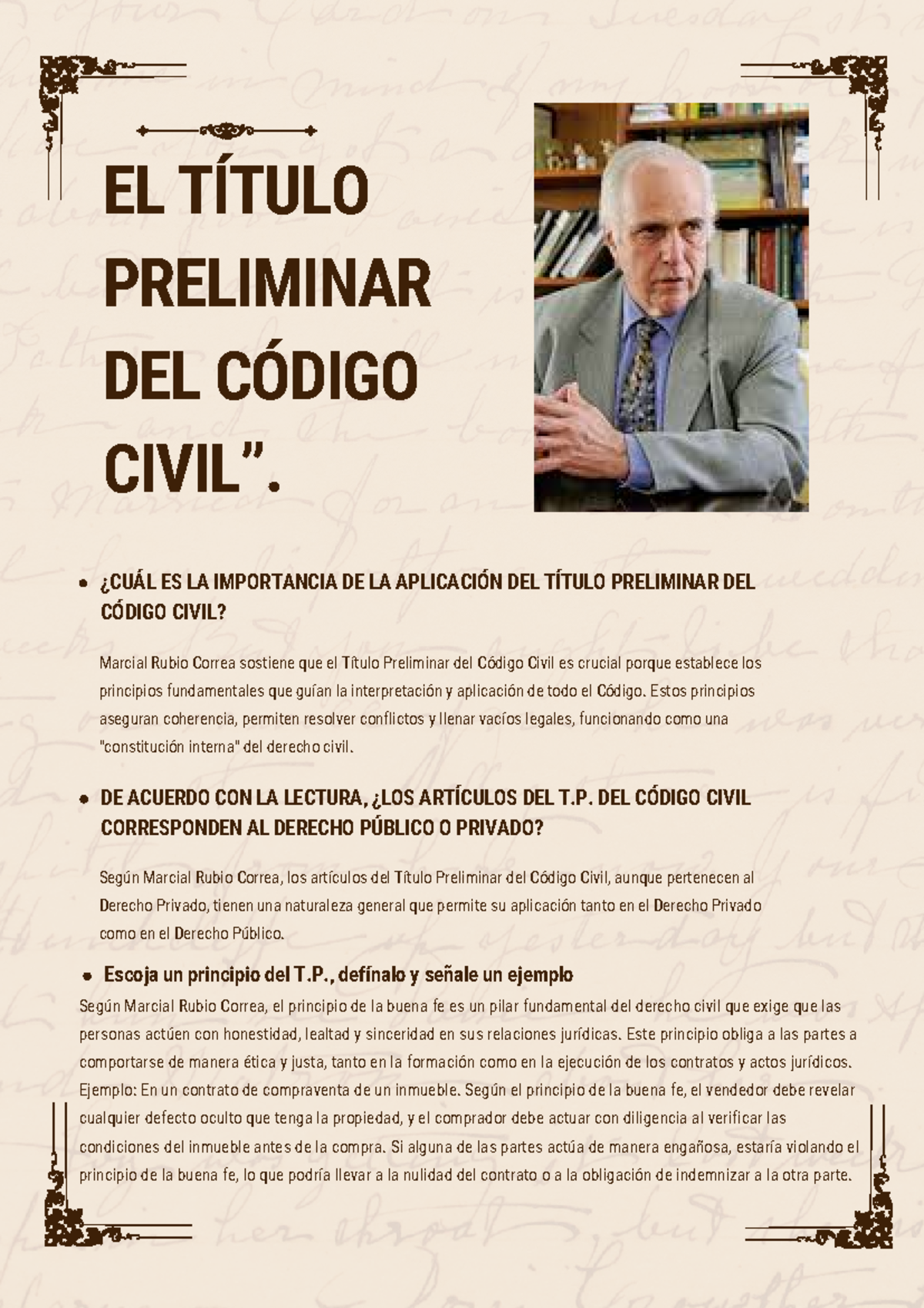 El Título Preliminar del Código Civil” - EL TÍTULO PRELIMINAR DEL CÓDIGO CIVIL”. Escoja un ...