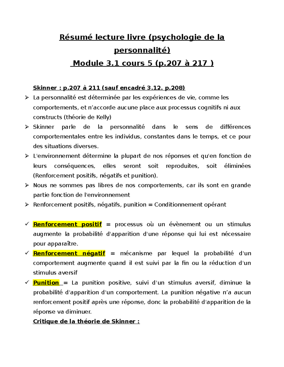 Cours 5 module 3.1 - Résumé lecture p. 207-217 - Résumé lecture livre ...