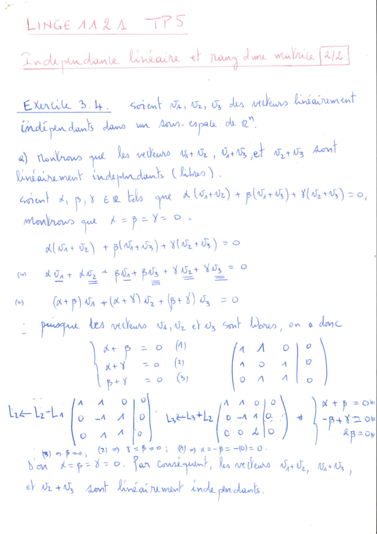 TP5 COR - correction algèbre - Mathématiques : algèbre et calcul matriciel - Studocu