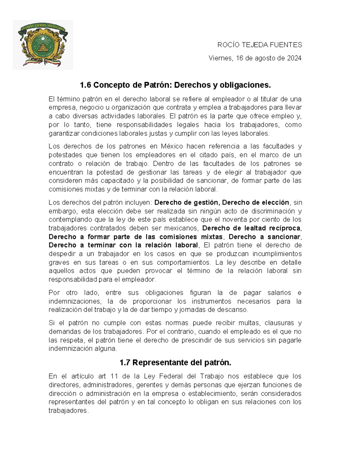 Concepto de patrón - ROCÍO TEJEDA FUENTES Viernes, 16 de agosto de 2024 ...