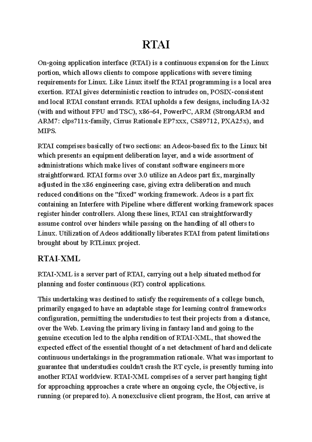 RTAI - On-going application interface (RTAI) is a continuous expansion for the Linux - RTAI On ...