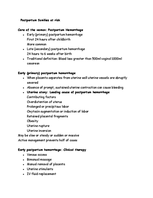 Postpartum Hemorrhage risks factors, cause, and interventions - Studocu